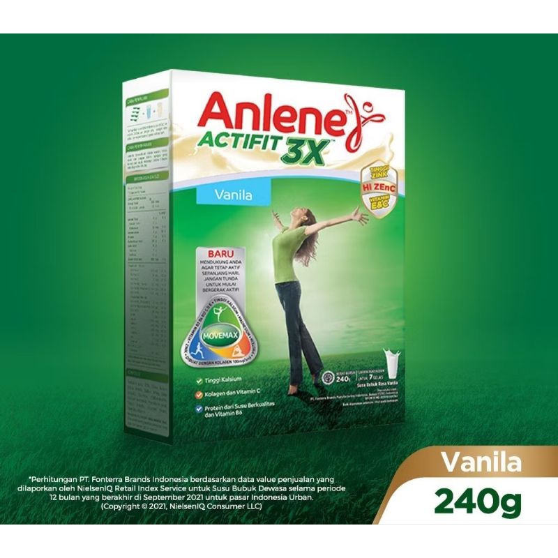 Jual Anlene actifit 3x rasa vanilla 240g | Shopee Indonesia