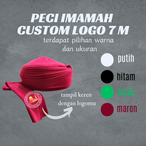 Jual custom logo peci imamah permanen polos 7 meter/peci imamah custom ...