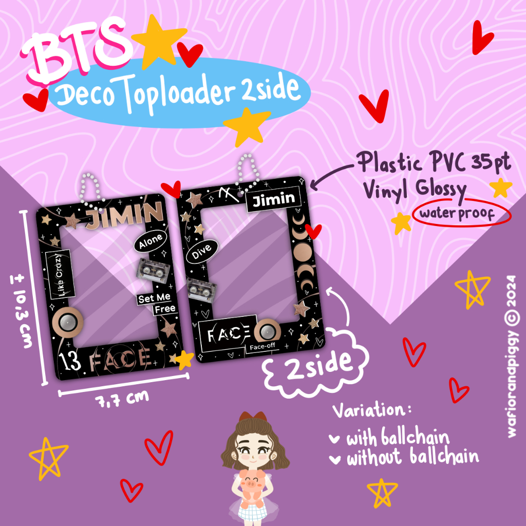 Jual Wafior and Piggy - BTS Toploader Deco (Photocard Holder PVC 35pt) - Deco Toploader 2sisi ...