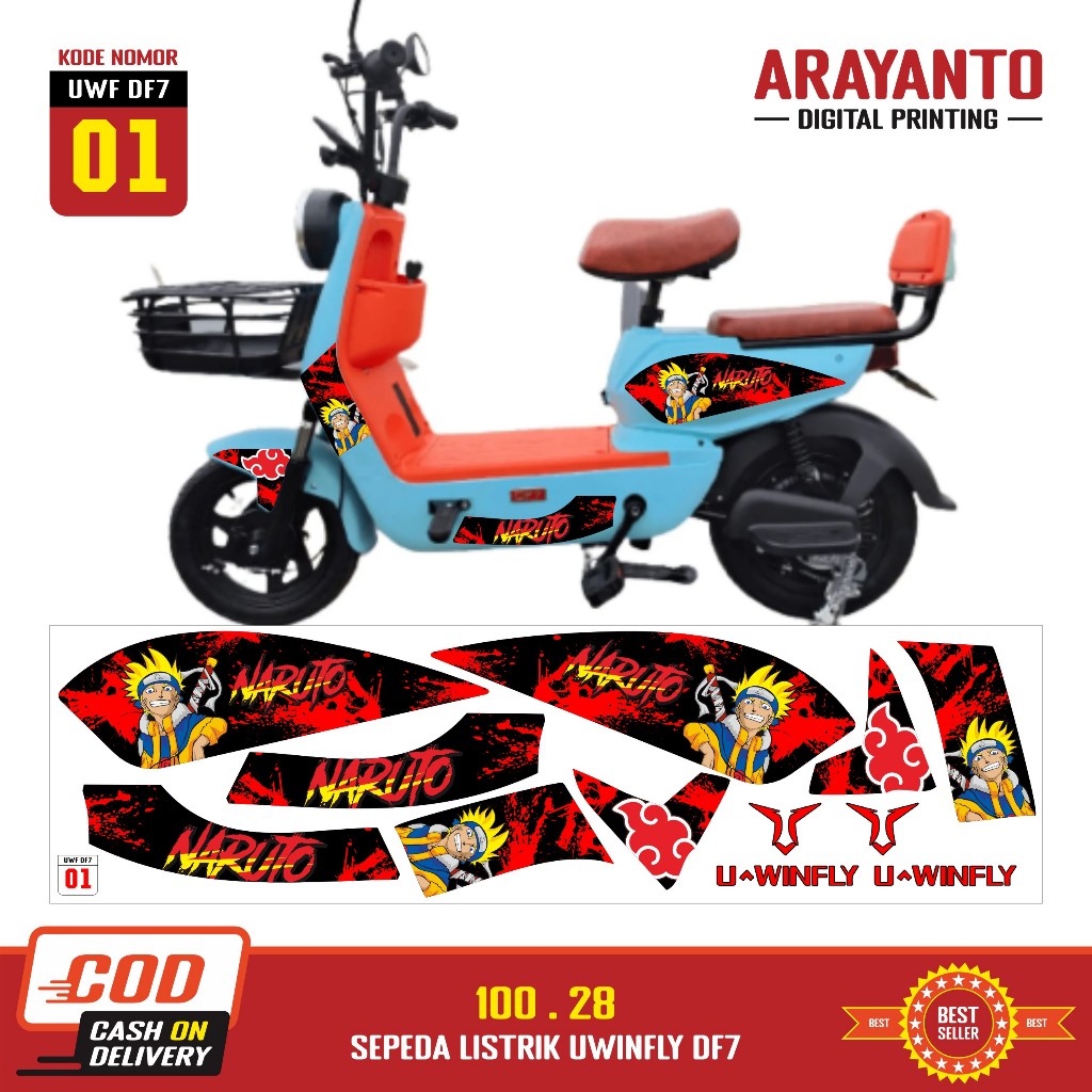 Jual Stiker Striping Sepeda Listrik Uwinfly DF7 Motif Grafis Naruto ...