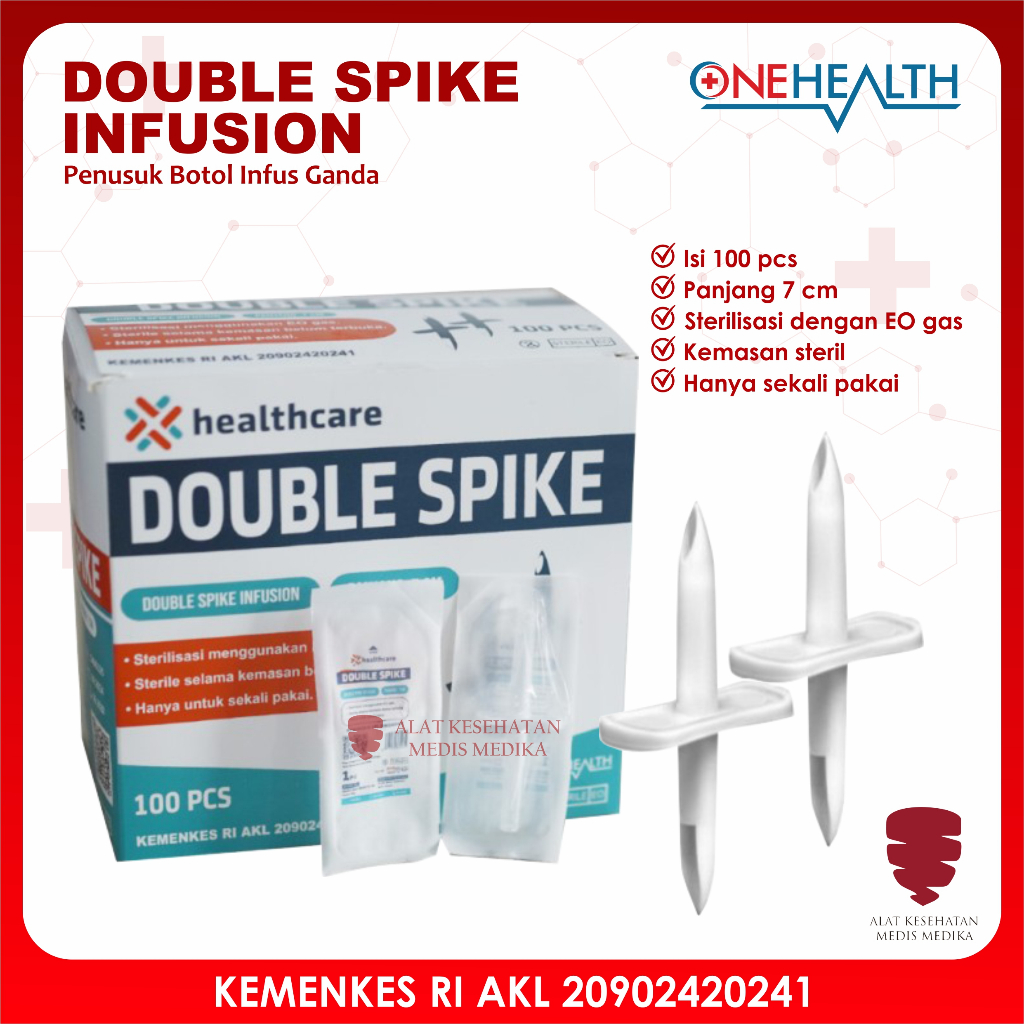Jual Double Spike Infusion OneHealth isi 100 Alat Penusuk Tusuk Botol ...