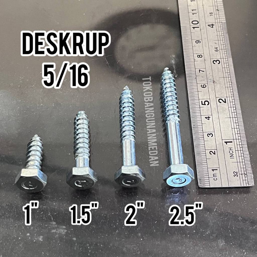 Jual DESKRUP Putih 5/16 inch - Panjang 1 sd 2.5 inch / Baut sekrup ...