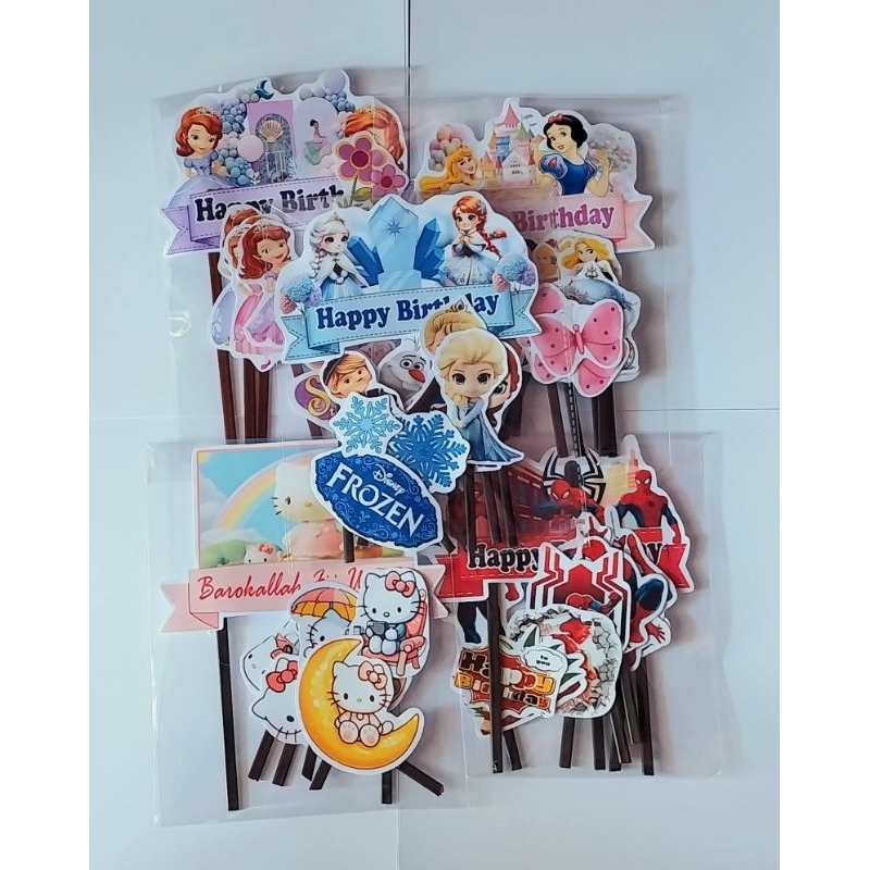 Jual topper kue karakter, topper cake, topper happy birthday, topper tusuk stik coklat. | Shopee ...