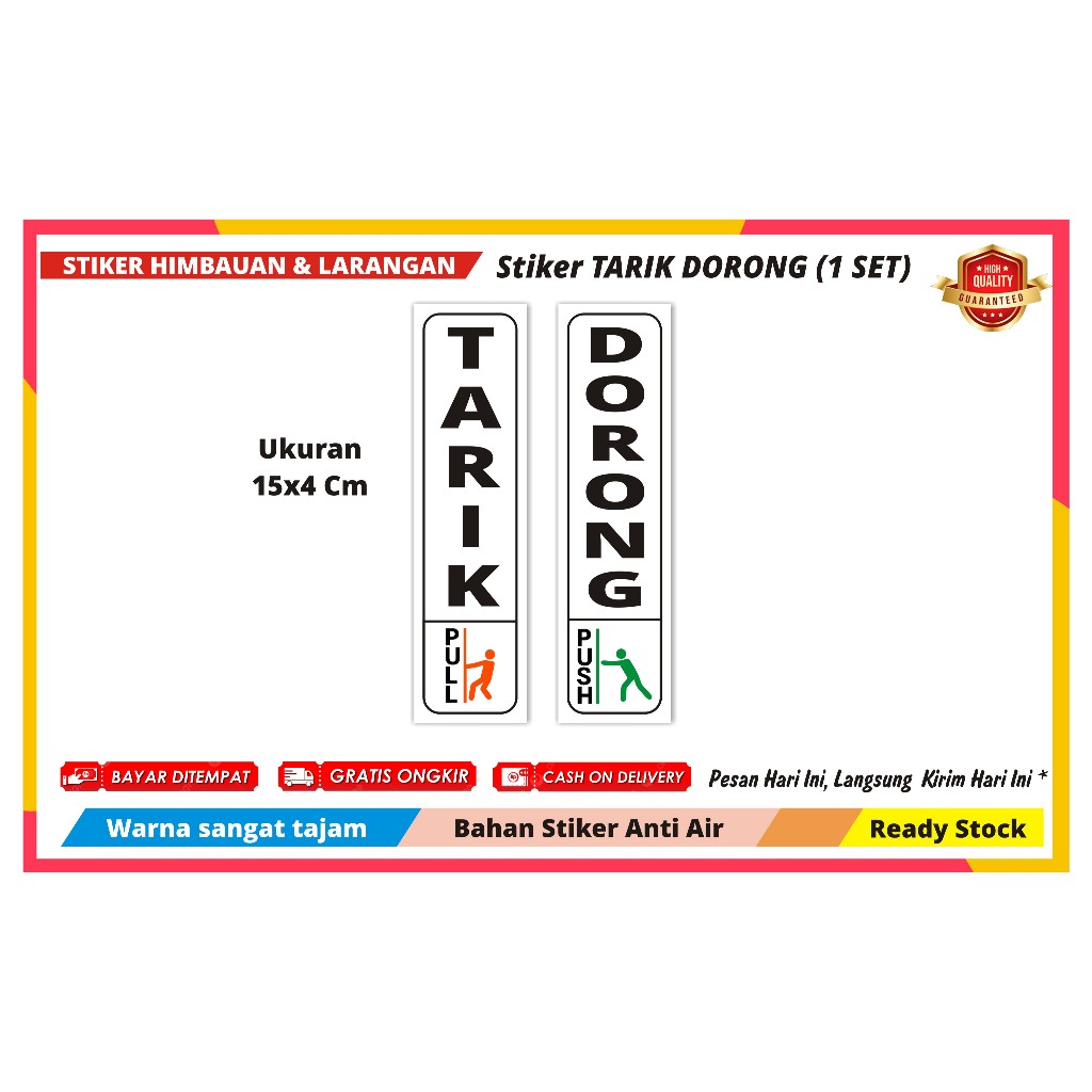 Jual STIKER TARIK DORONG (1 SET) | Shopee Indonesia