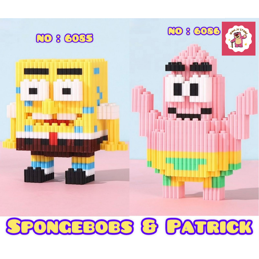 Jual Nano Blocks Spongebob & Patrick Series 3D Model, Mainan Blok Susun ...