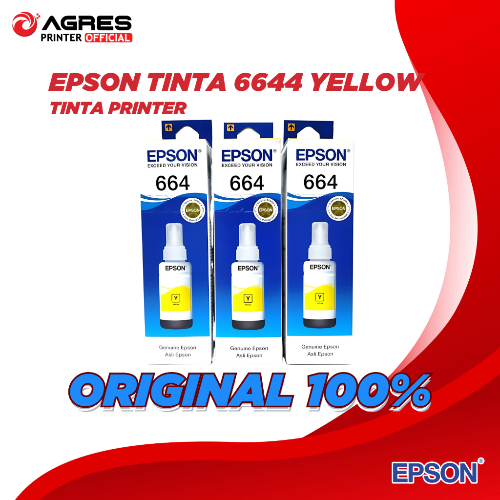 Jual Tinta Printer EPSON 6644 Yellow Kuning Original L100 L110 L210 ...