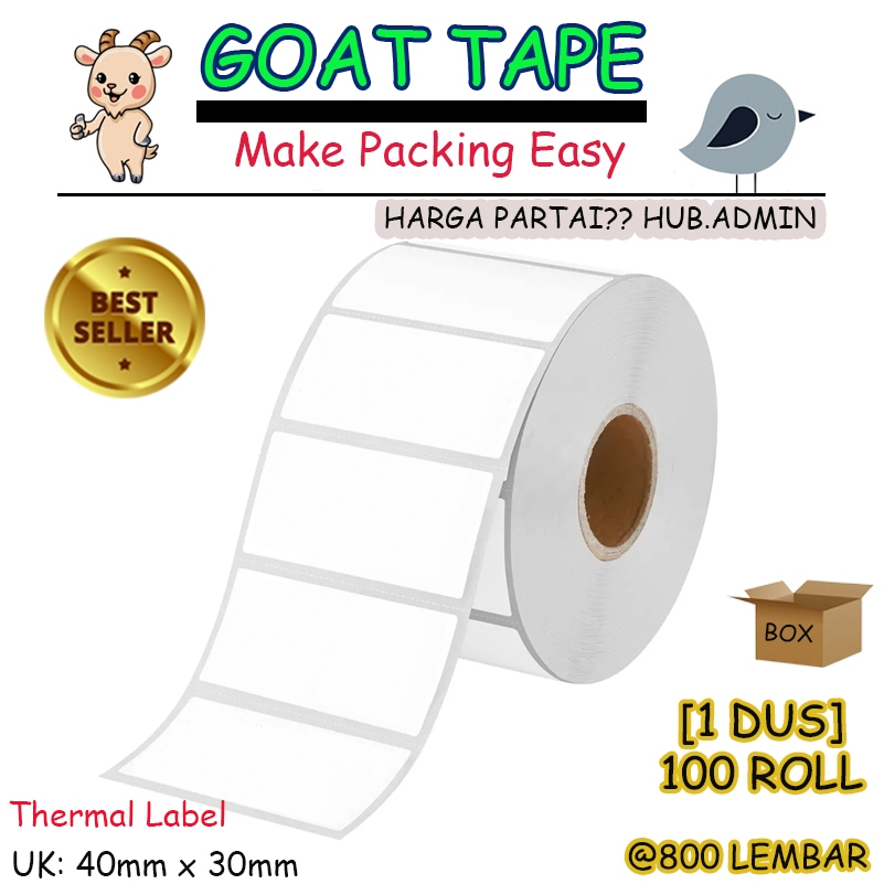 Jual Kertas Sticker Label Thermal Resi 40x30 mm | isi 800 Lembar per ...
