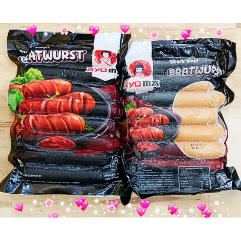 Jual SOSIS SAPI BAKAR JUMBO 500GR AYOMA 60%DAGING SAPI/BRATWURST SOSIS ...