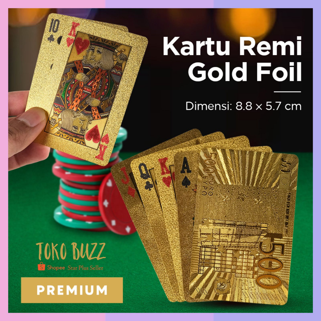 Jual KARTU REMI POKER PREMIUM GOLD DOLLAR PVC Lapis Foil Anti Air ...