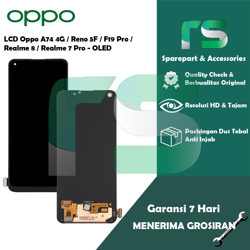 Jual LCD OPPO A74 4G / RENO 5F / REALME 8 / REALME 7 PRO / F19 PRO - OLED FINGERPRINT FULLSET ...