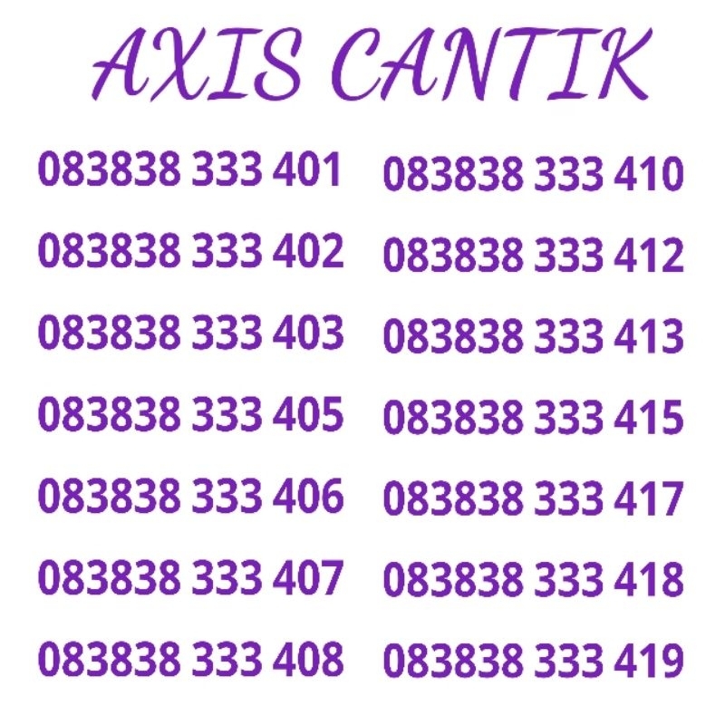 Jual Nomor Cantik Axis Kartu Perdana | Shopee Indonesia