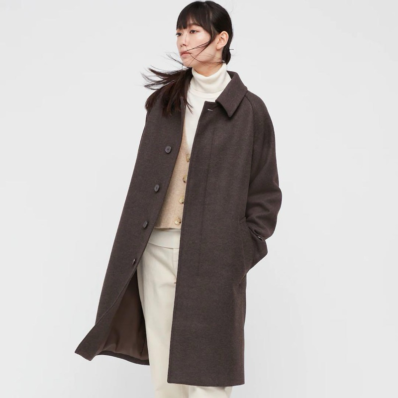 Jual UNIQLO BALMACAAN WOOL COAT DARK BROWN | Shopee Indonesia