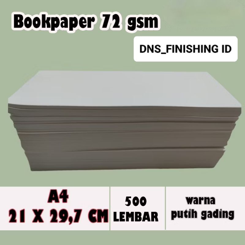 Jual BOOKPAPER 72GSM A4 KERTAS IMPERIAL KERTAS NOVEL 72 Gsm PER RIM 210 ...