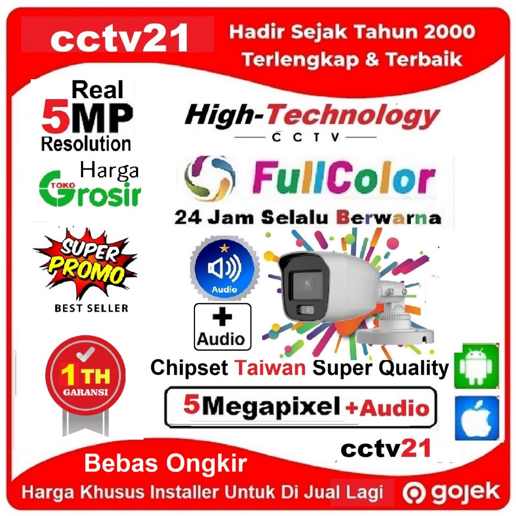 Jual CCTV Kamera Camera Real 5MP Outdoor ColorVu Audio High Technology 24Jam Berwarna Harga ...