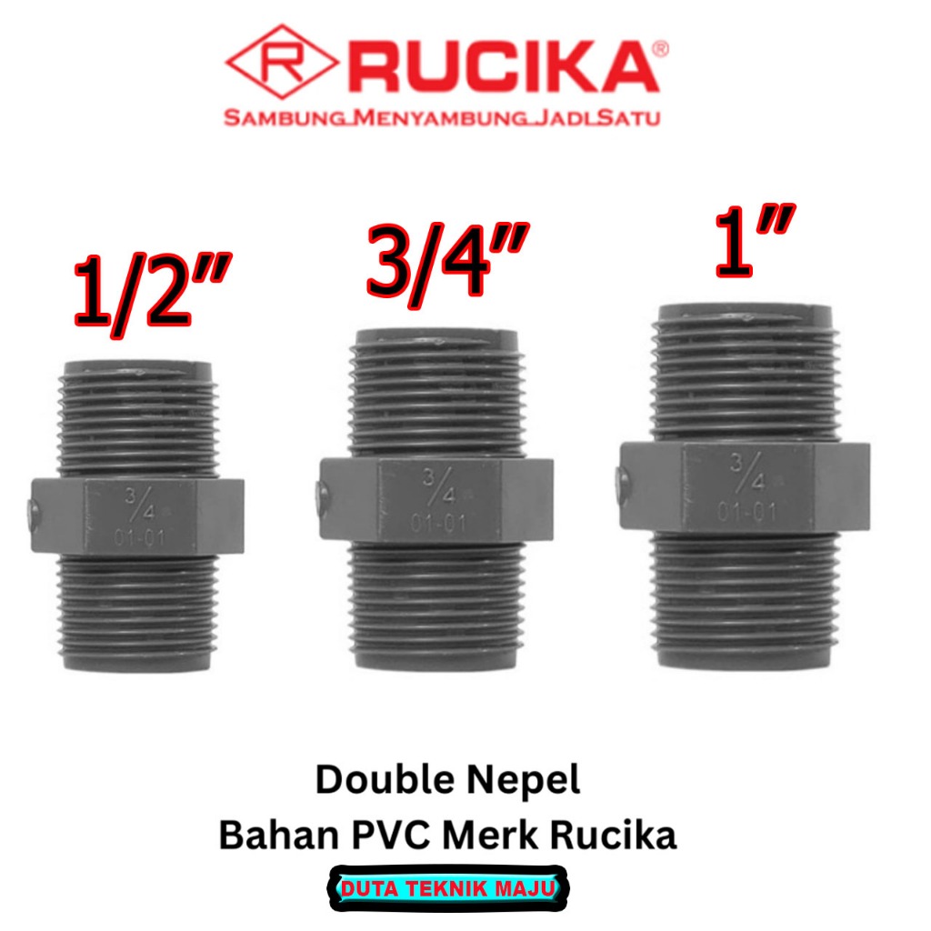 Jual Double Nepel / Double Nipple 1/2''-3/4"-1'' inch PVC Rucika AW (Tebal) Fitting Sambungan ...