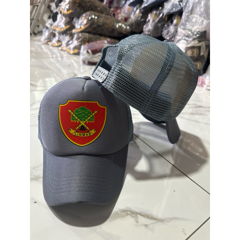 Jual TOPI SATLINMAS / TOPI LINMAS TERBARU BAHAN JARING TRUCKER SABLON ...