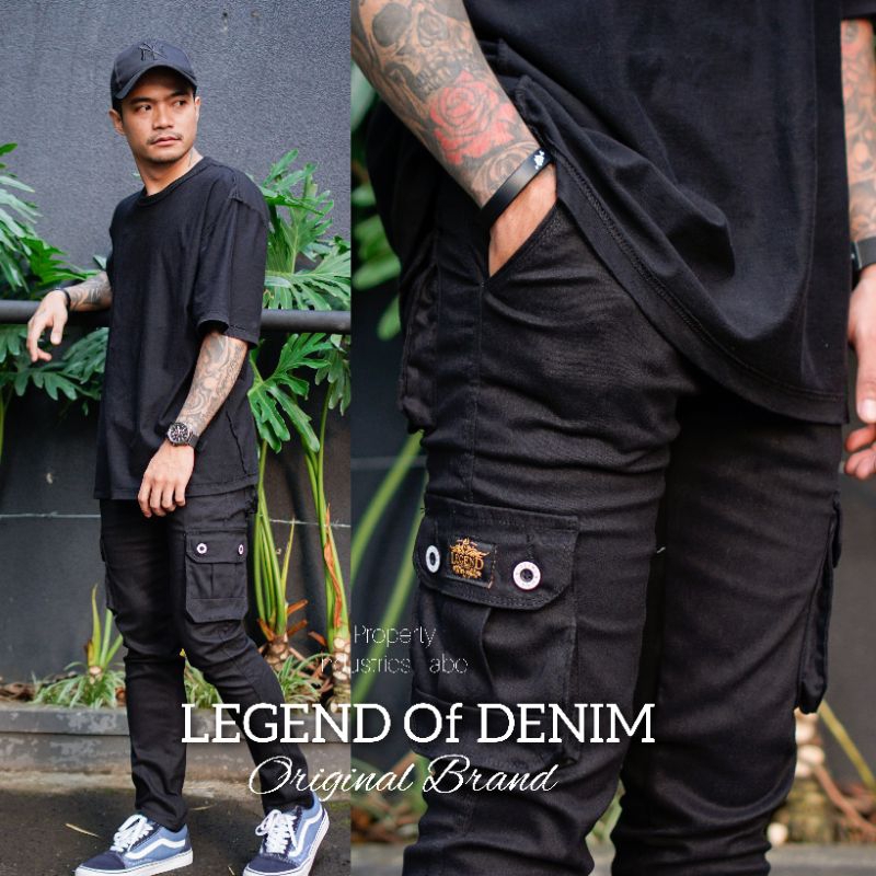 Jual LEGEND CELANA CARGO Panjang Pria Kualitas Premium Warna Black cargo panjang cowok hitam ...