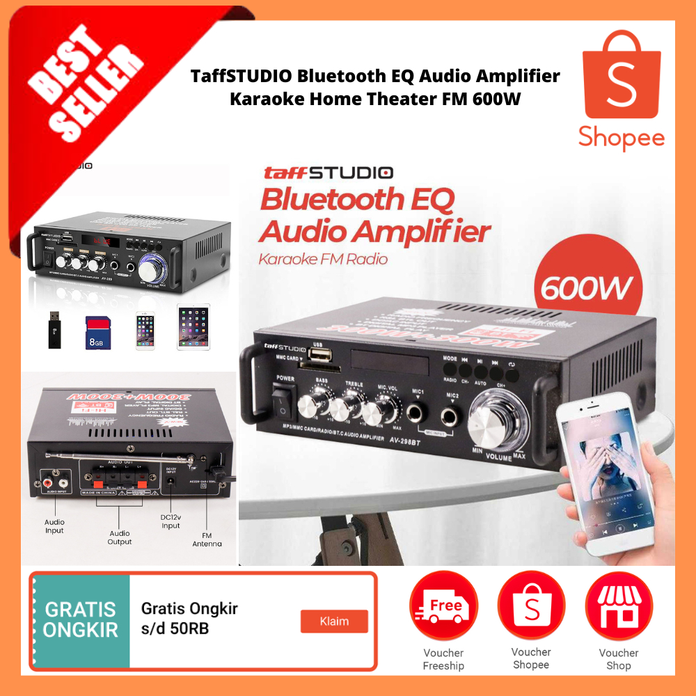 Jual Bluetooth EQ Audio Amplifier Karaoke Home Theater FM 600W ...