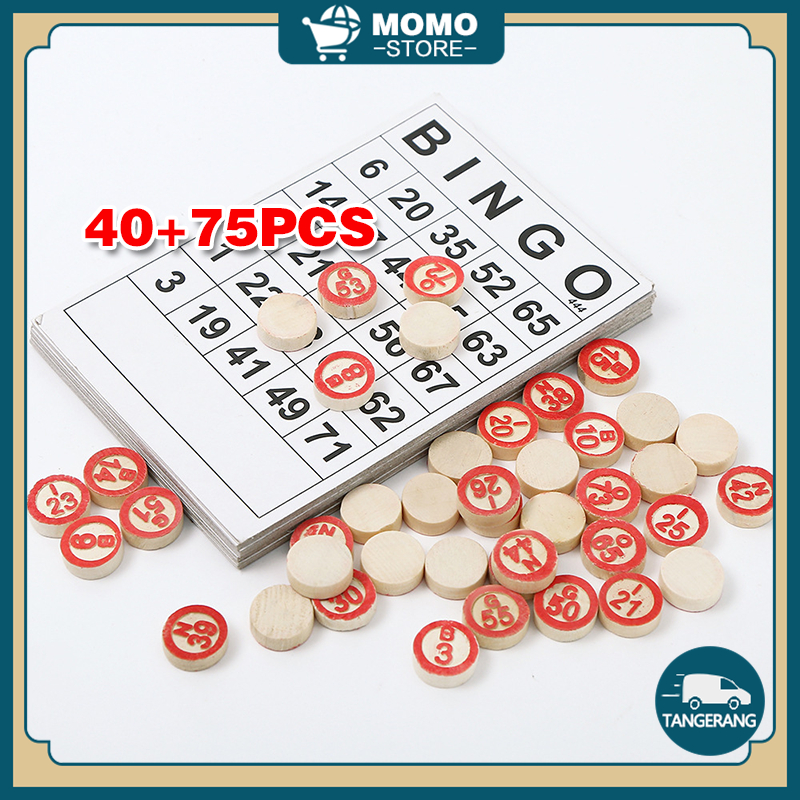 Jual 40 Buah Bingo Card Dan 75 Buah Catur Kayu Kartu Mainan Bingo Set ...