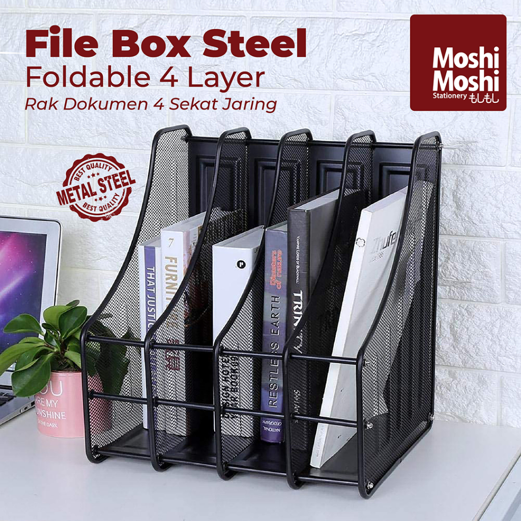 Jual File Box Foldable Steel 4 Layer Rak Penyimpanan Dokumen 4 Sekat ...