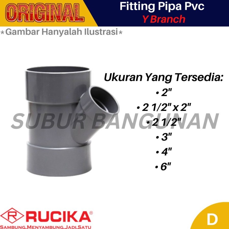 Jual Tee Y BRANCH TY 45 ⁰ PVC 11/4 1 1/2 1,5 2 2,5 3 4 5 6 8 inch ...