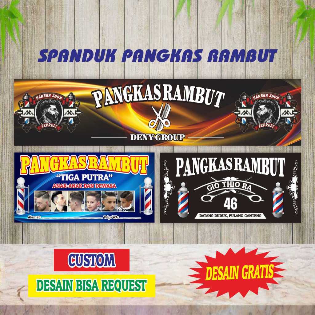 Jual Spanduk Banner Pangkas Rambut Barbershop Gratis Desain Custom ...