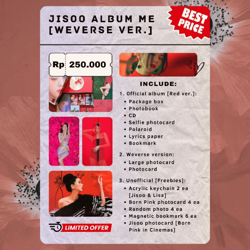 Jual Jisoo Album 'Me' [Red ver.] | Limited Offer | Shopee Indonesia