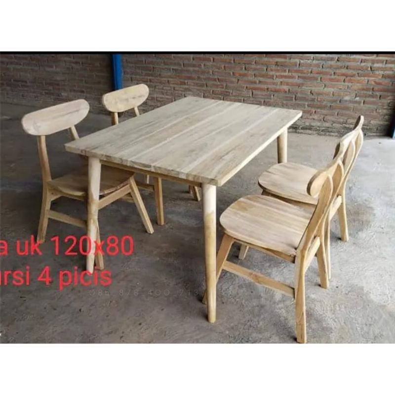Jual Ready Stok !! Set meja makan minimalis Full Kayu Jati Kursi makan ropan jati kursi meja ...