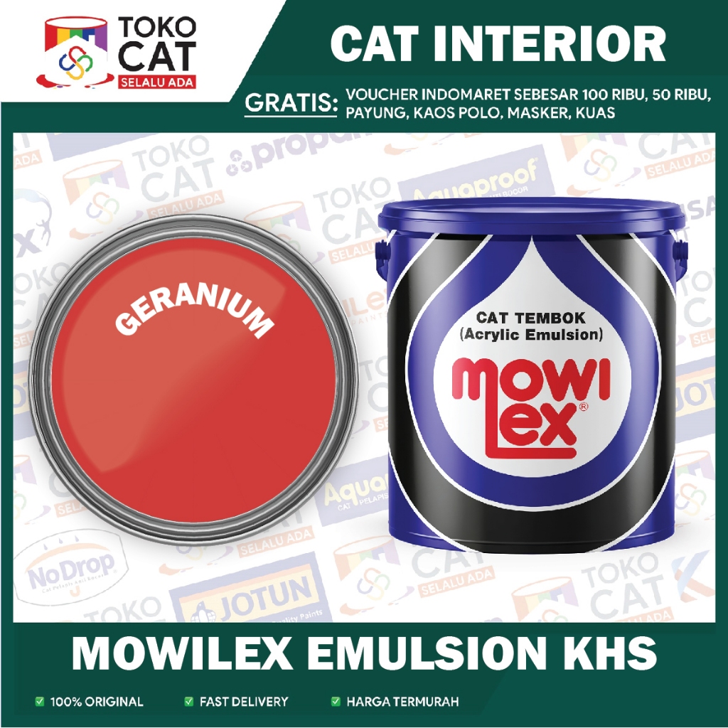 Jual CAT TEMBOK INTERIOR // MOWILEX EMULSION KHUSUS ( GERANIUM ) 20 LITER // KEMASAN PAIL ...