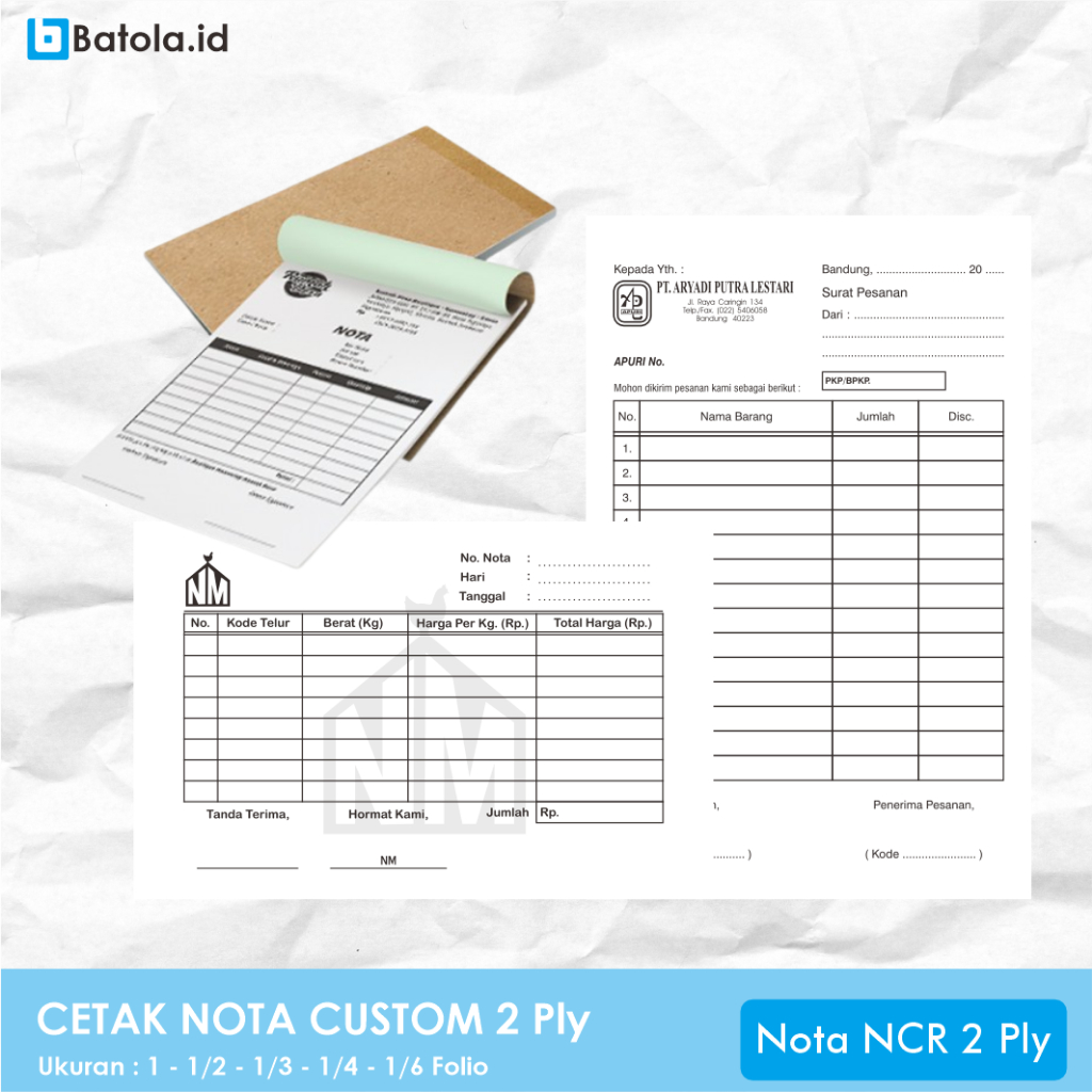 Jual Cetak Nota Custom 2 Ply - Bisa Order Sedikit - Bisa Pakai Nama dan ...