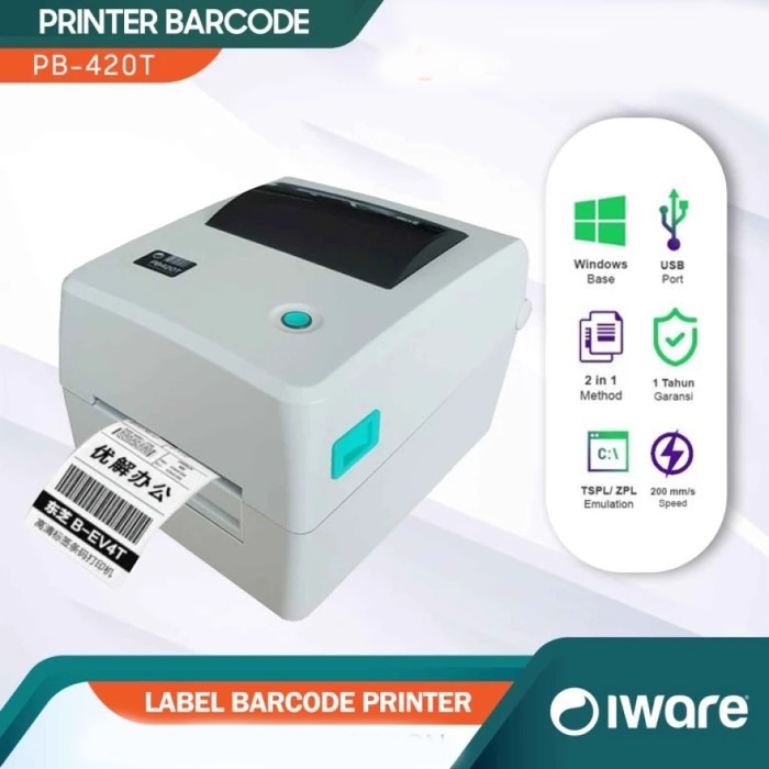 Jual Printer Thermal Label Barcode Iware PB420T USB | Shopee Indonesia