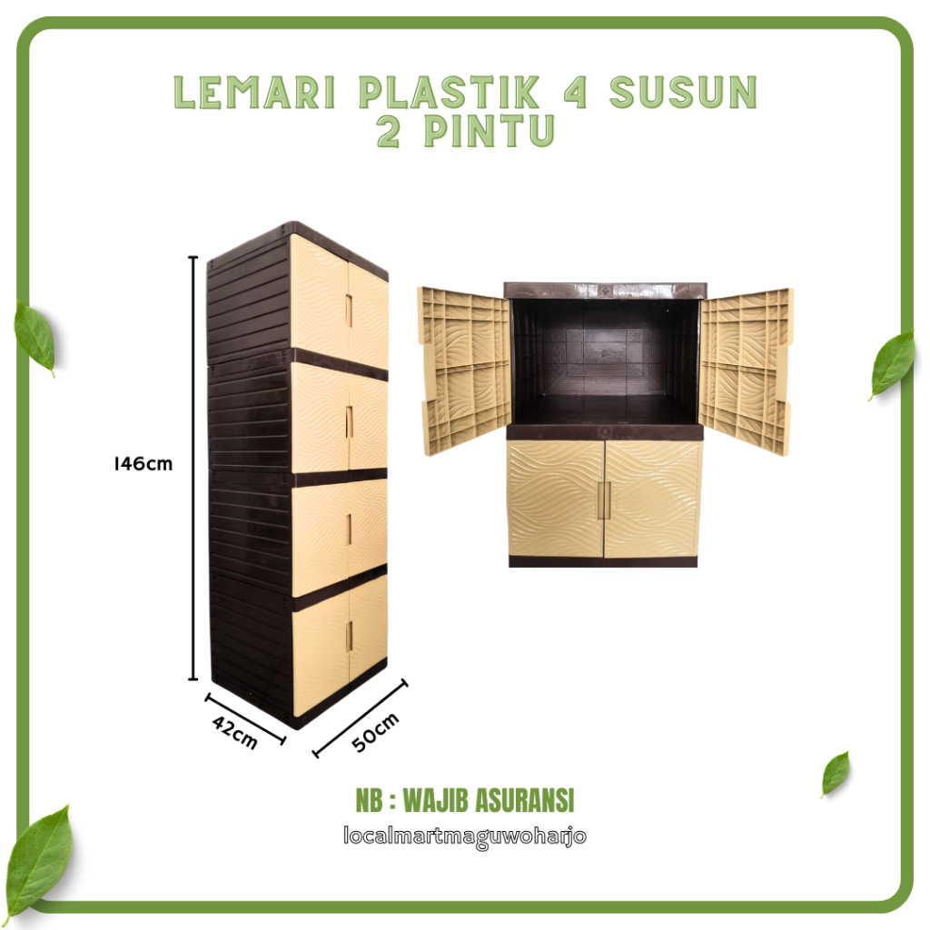 Jual Almari Lemari Plastik 4 Susun 2 Pintu Lemari Baju Lemari Kosmetik ...