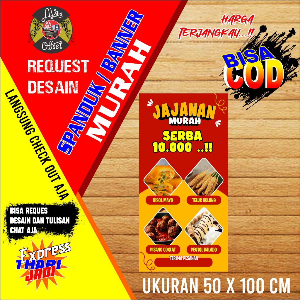 Jual BANNER SPANDUK JAJANAN MURAH UKURAN 50x100CM | Shopee Indonesia