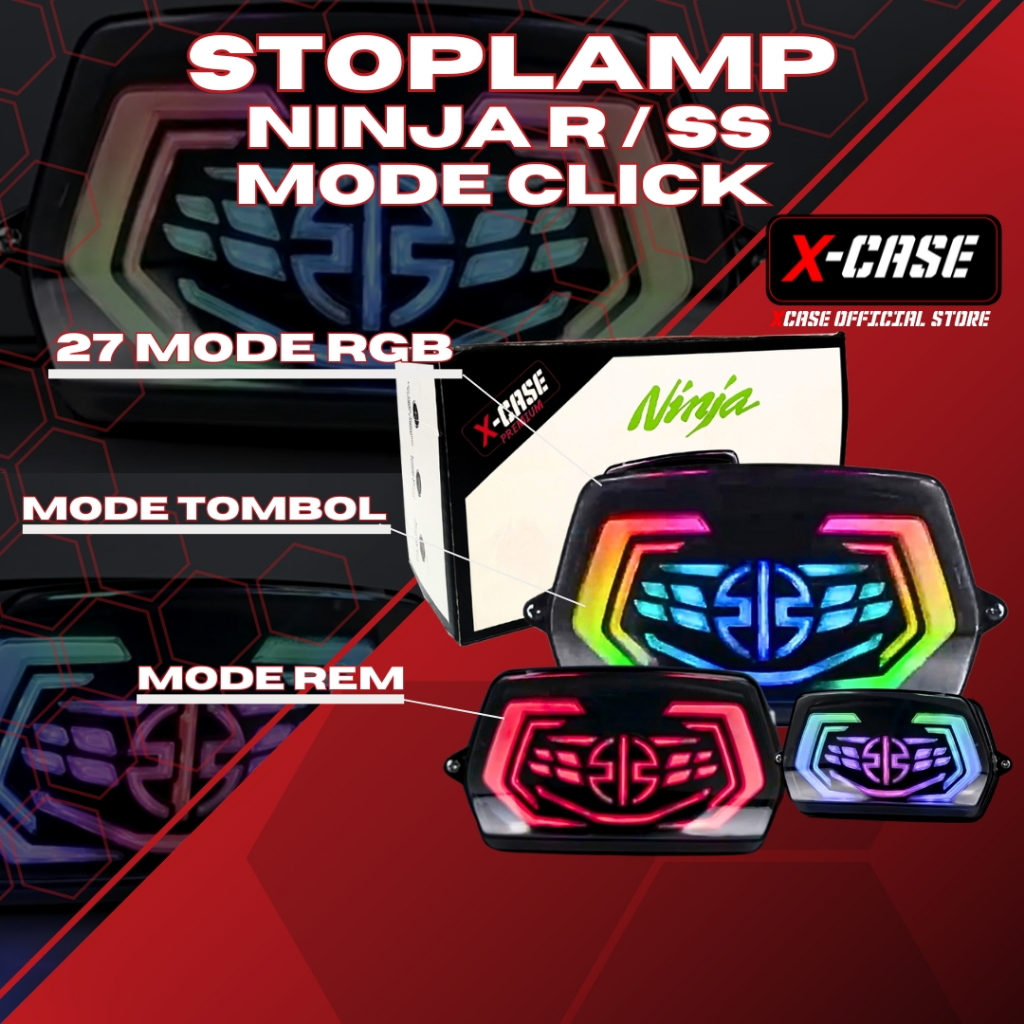 Jual X-Case Lampu Stop Ninja R SS RGB Mode Click 27 Mode Click Manual ...
