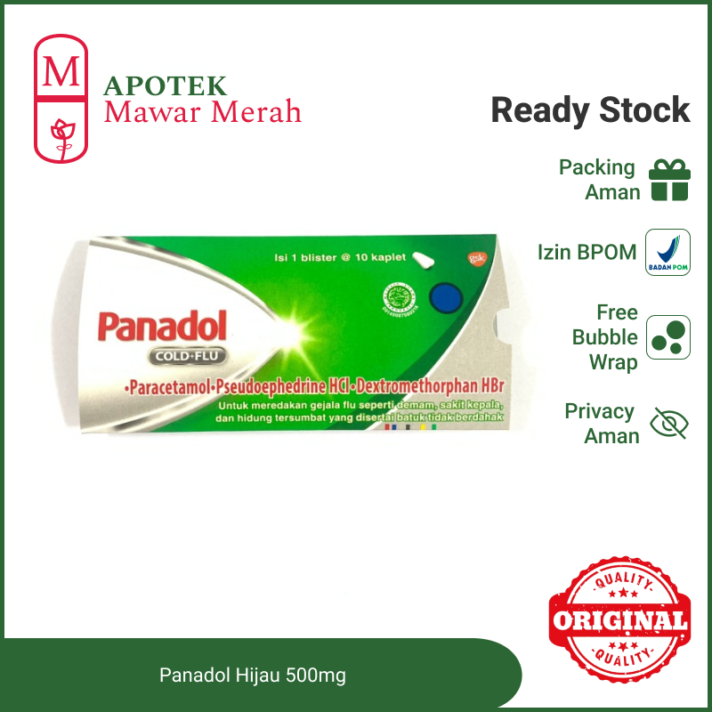 Jual Panadol Cold & Flu | Panadol Hijau Batuk Pilek | 1 Strip 10 Tablet ...