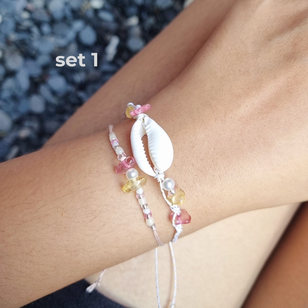 Jual Gelang Kerang Bali/ Gelang serut set/ gelang oleh oleh Bali ...