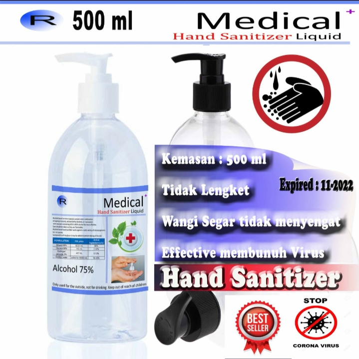 Jual Hand sanitizer 500ml Antiseptik alkohol 70% varian wangi cair dan ...