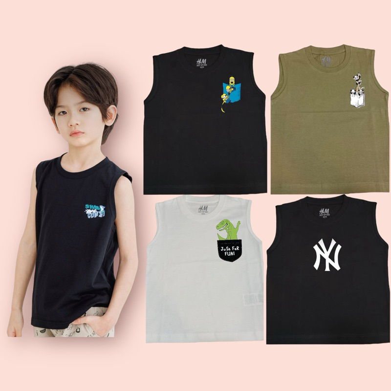 Jual LITTLE23 - KAOS VEST TOP MOTIF SAKU ANAK HNM / TANK TOP Unisex ...