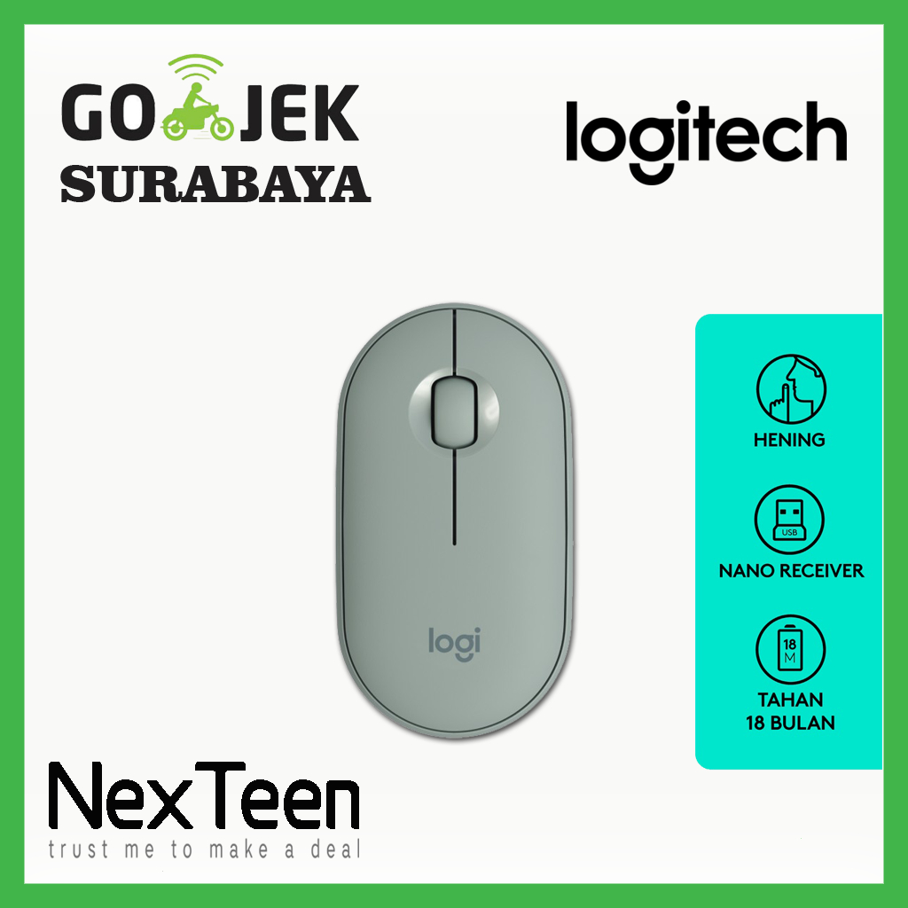 Jual Original Logitech Pebble M350 Mouse Wireless Bluetooth Slim Silent - Eucalyptus | Shopee ...