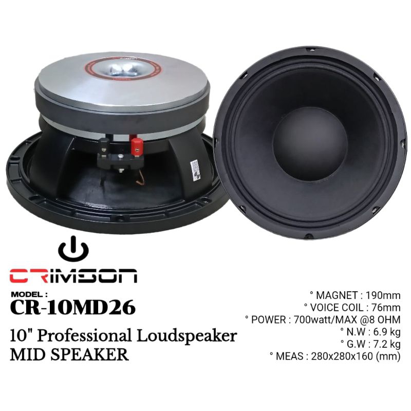 Jual CRIMSON CR-10MD26 PROFESSIONAL LOUDSPEAKER MID SPEAKER CR10MD26/10 INCH | Shopee Indonesia