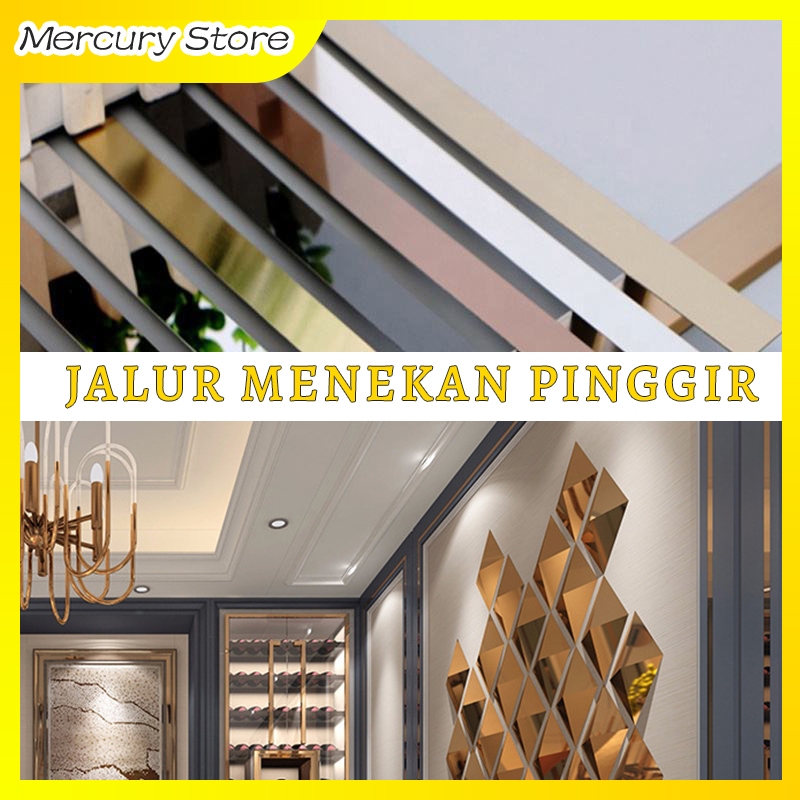 Jual 5 M List Plat Strip Mirror/List dinding/Strip Mirror Gold ...