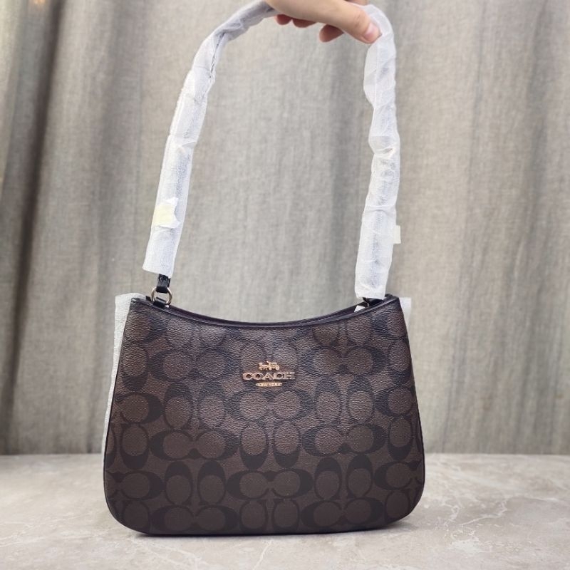 Jual COC PENELOPE SHOULDER BAG SIGNATURE BROWN BLACK | Shopee Indonesia
