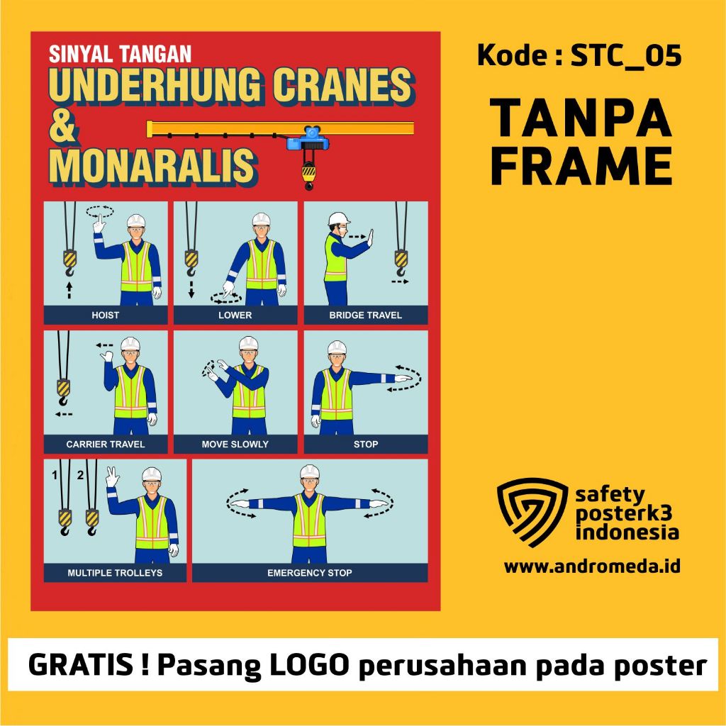 Jual Safety Poster K3 : Sinyal Tangan Kode Underhung Cranes dan ...