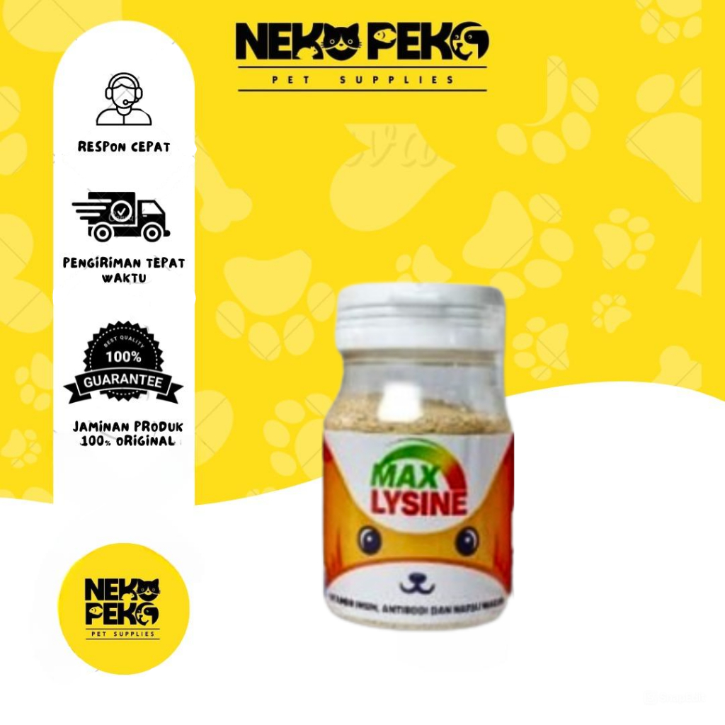 Jual MAX LYSINE 50 Gr / Vitamin Kesehatan Kucing Max Lysine Untuk ...