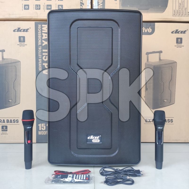 Jual Speaker Portable DAT MAX 115 PV 15 inch 2 Mic Wireless | Shopee ...