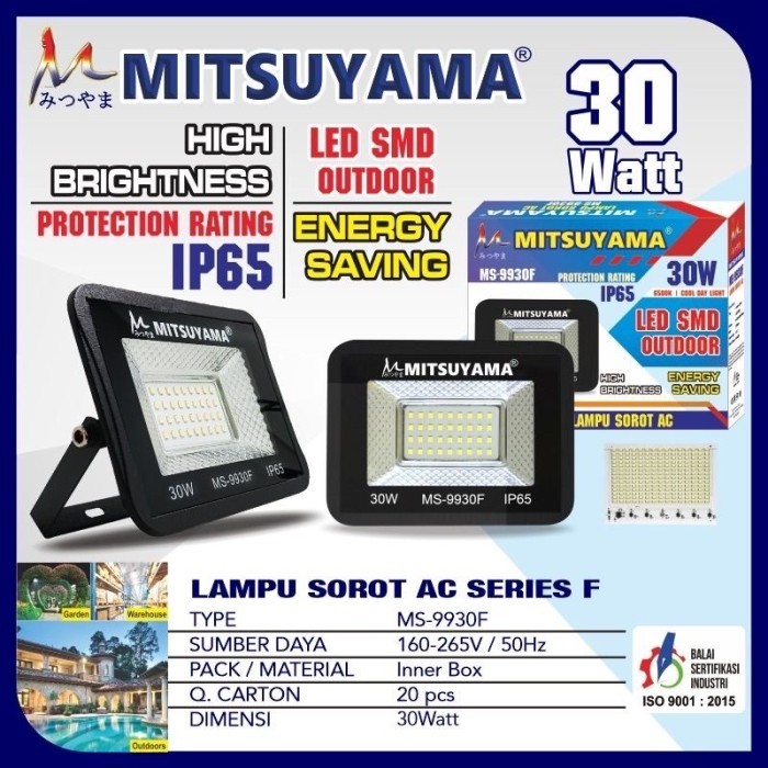 Jual FLXshop - Lampu Sorot LED AC 30 Watt Mitsuyama MS-9930F IP65 Outdoor Listrik/ Lampu Sorot ...