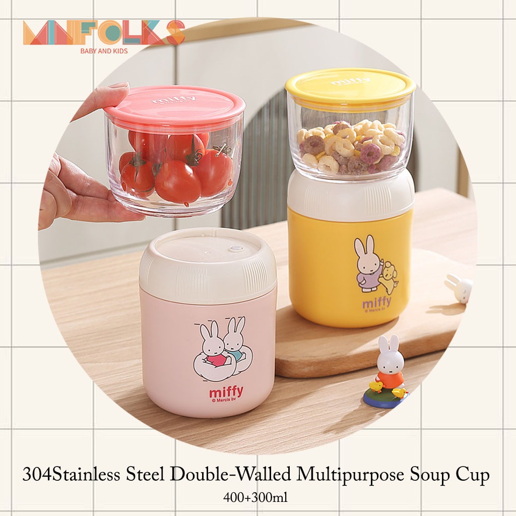 Jual Minifolks KI374 - Miffy 304 Stainless Steel Double-Walled Multipurpose Soup Cup / Stainless ...
