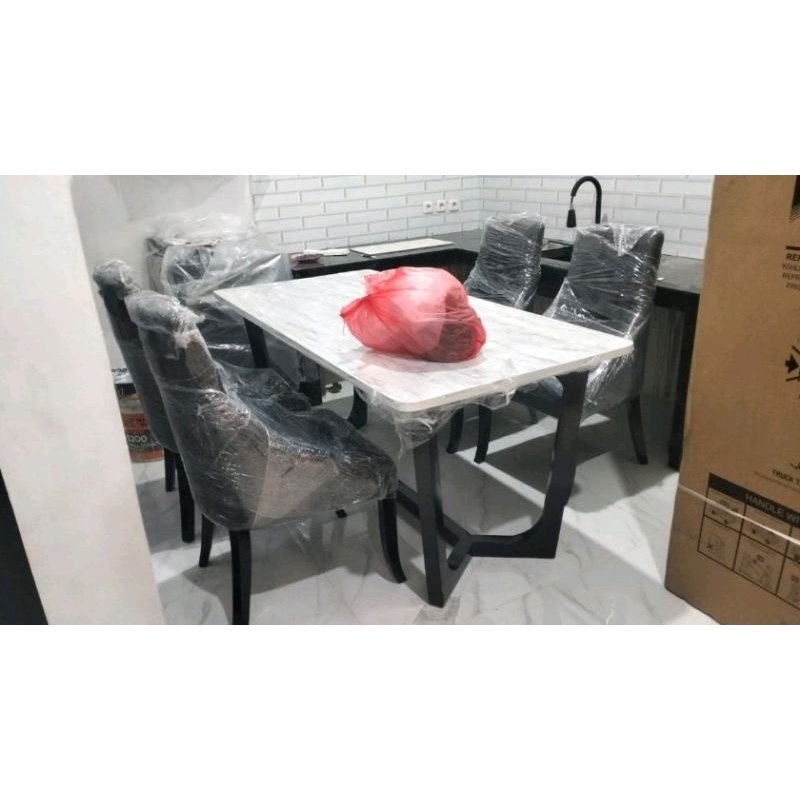 Jual Link khusus 6 kursi model rosewood meja 150cm top table hpl marmer ...