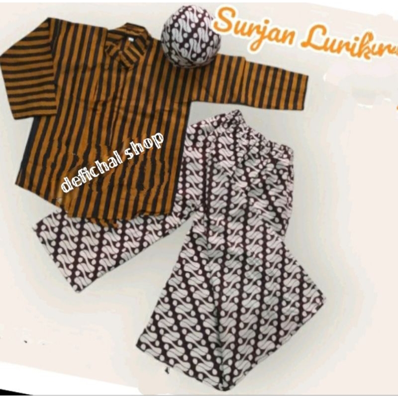 Jual baju surjan /baju lurik bawahan rok jarik putih anak | Shopee ...
