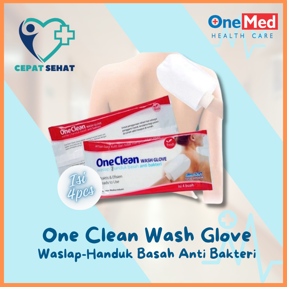 Jual Wash Glove-Waslap-Handuk Basah Anti Bakteri-OneMed pak isi 4 ...